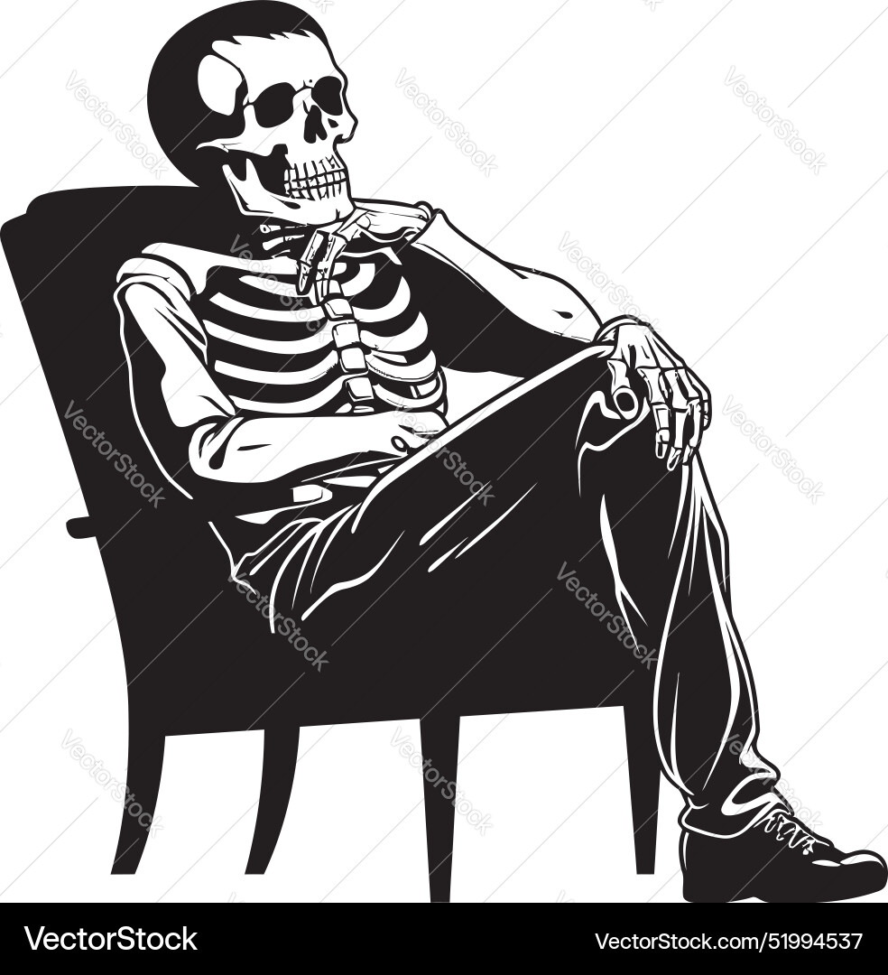 Skeleton soothe chilling graphic bone comfort Vector Image