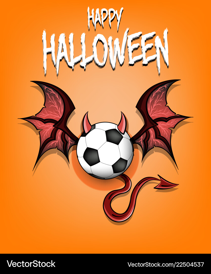Soccer ball with horns wings and devil tail Vector Image