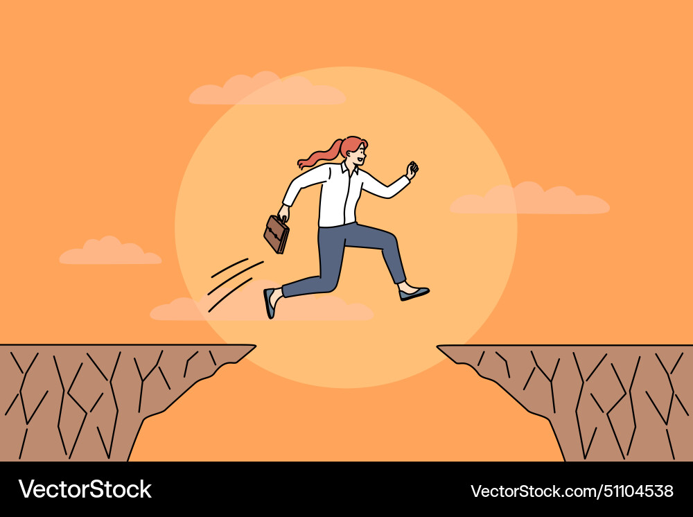 Business woman boldly performs challenge Vector Image