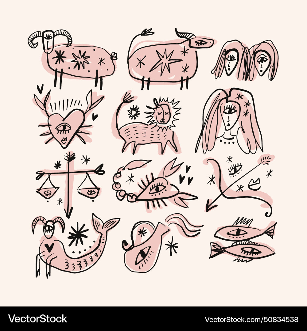 Freaky cool grunge cute abstract constellations Vector Image