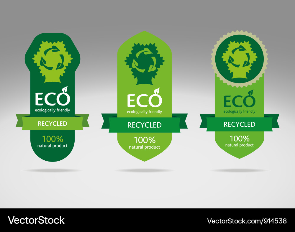 Green recycle label banners Royalty Free Vector Image