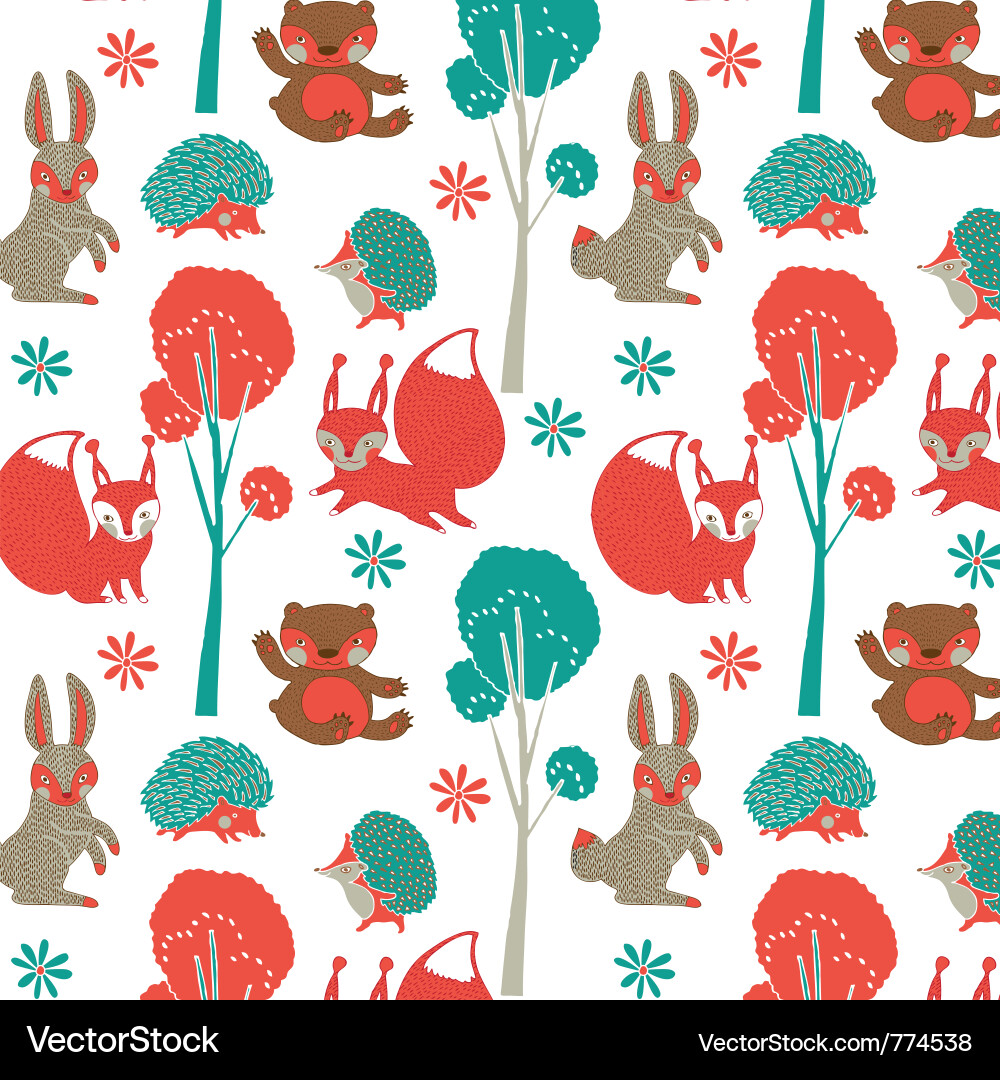 Rabbit forest wallpaper Royalty Free Vector Image