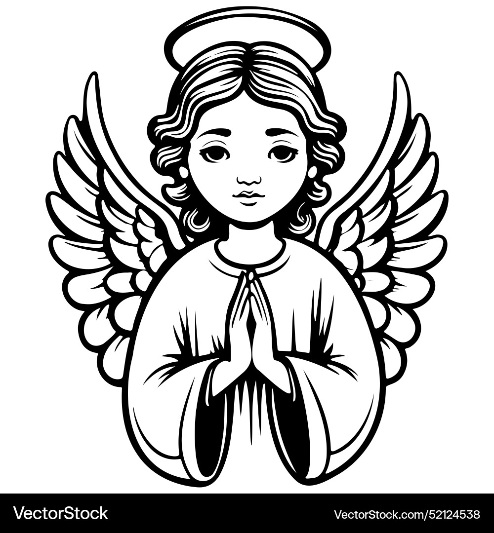 Realistic angel hand drawn line transparent Vector Image