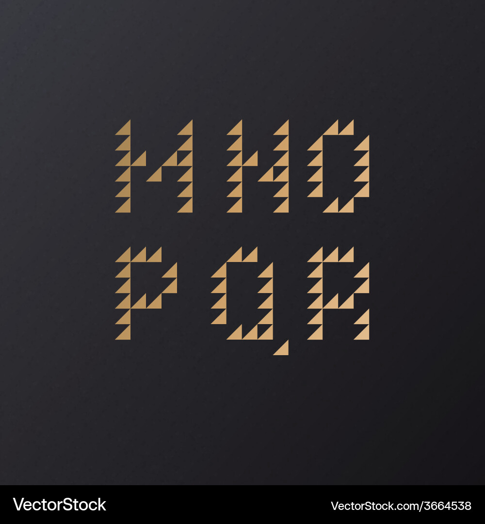 Retro geometric triangle font from m to r Vector Image