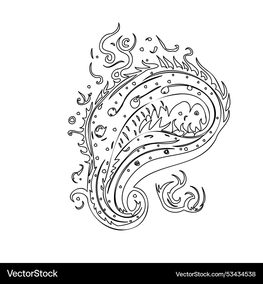 Sea monster outline sketch Royalty Free Vector Image