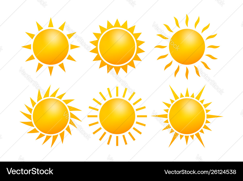Set realistic sun icon for weather design Vector Image