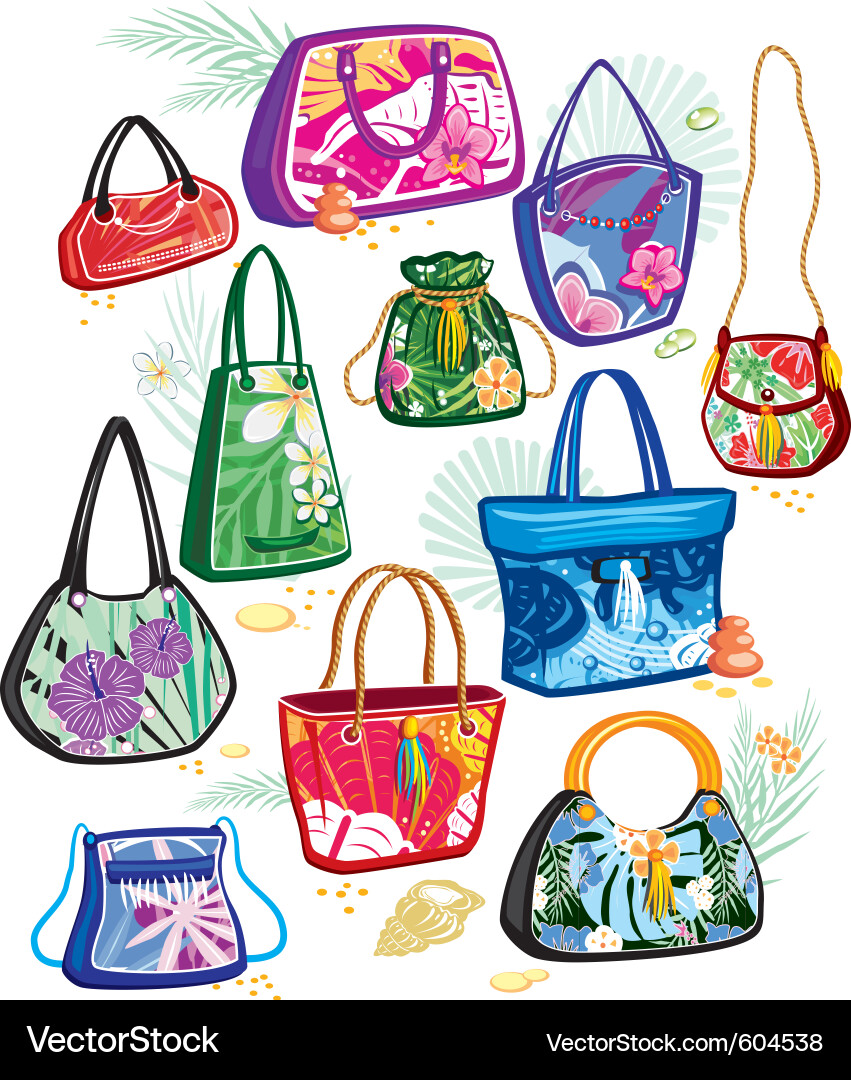 Tropical Floral Bags Royalty Free Vector Image