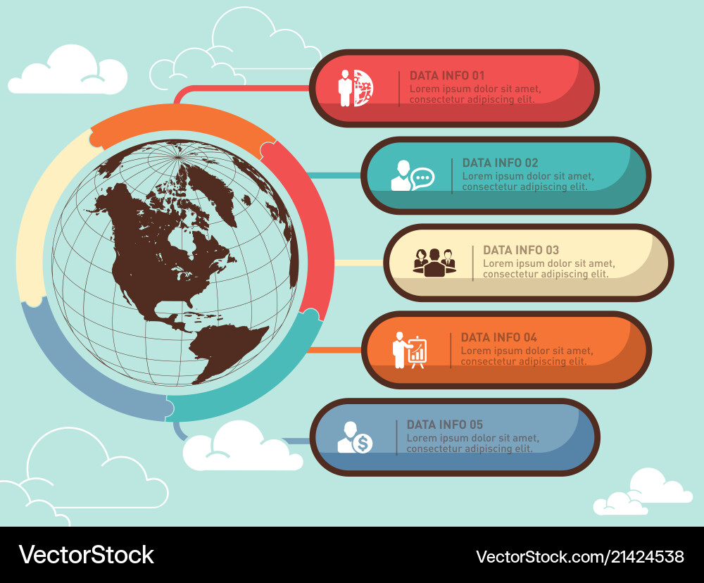 World map infographic design Royalty Free Vector Image