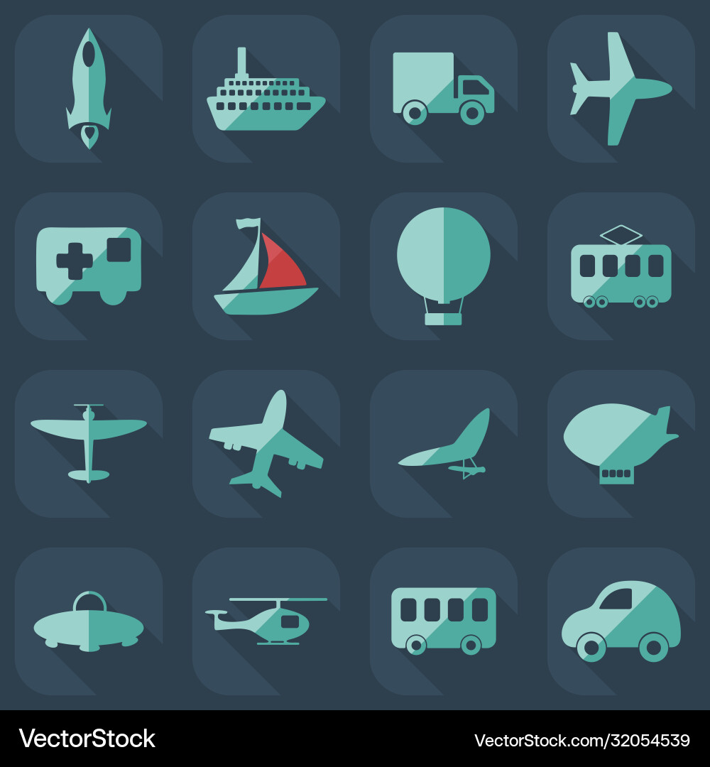 Assembly icons transport delivery set Royalty Free Vector