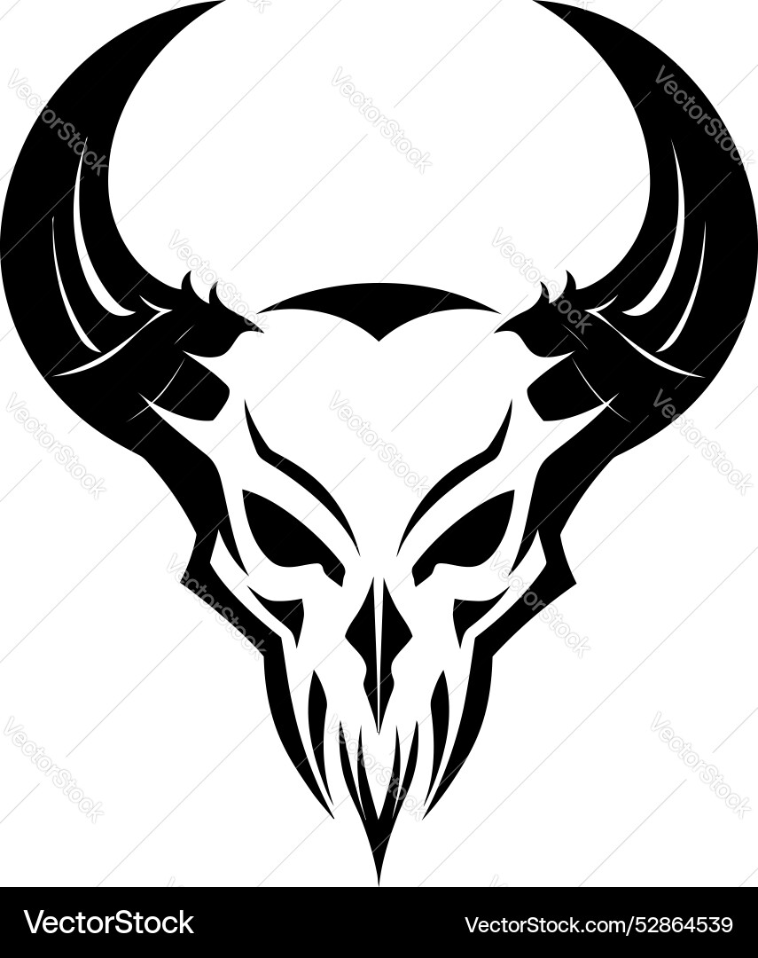 Demonic dominion horned skull icon infernal Vector Image