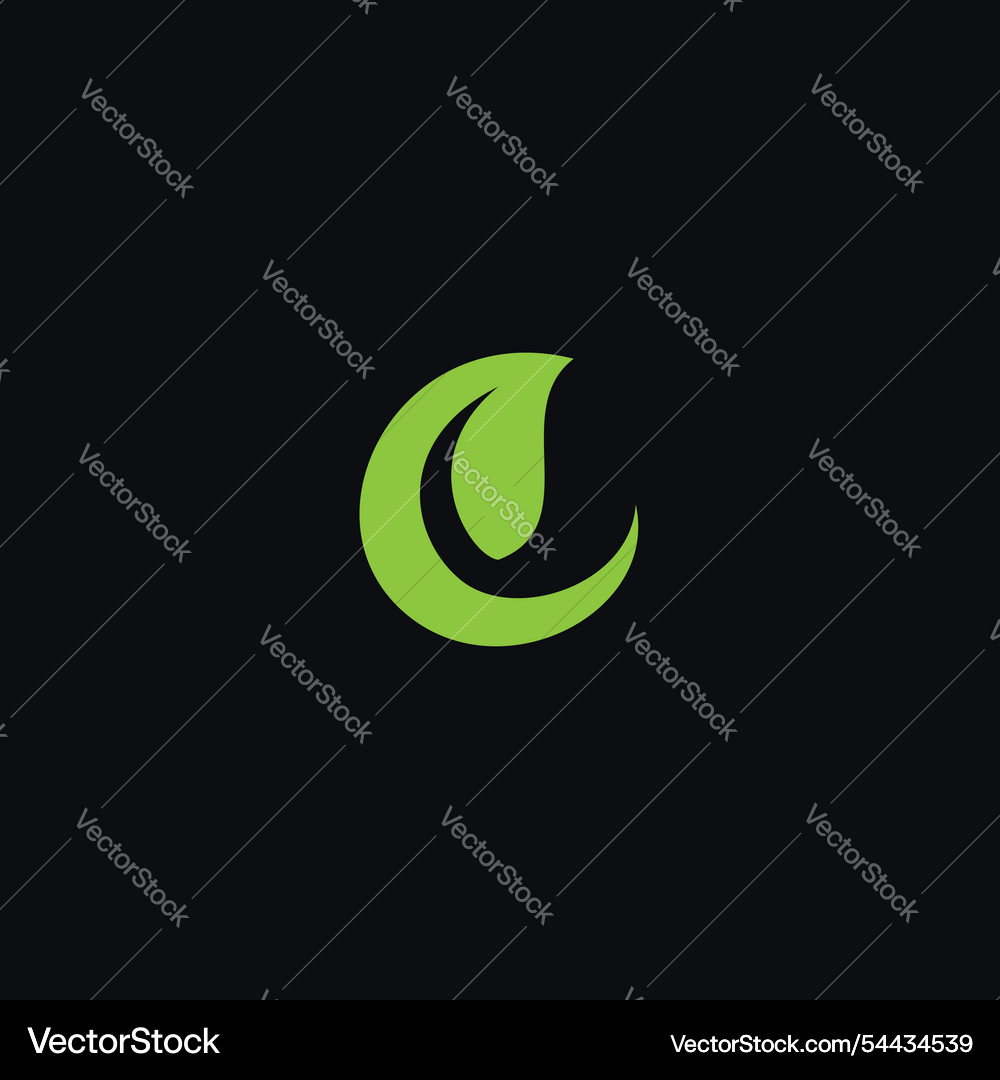 Green leaf logo design with letter c Royalty Free Vector