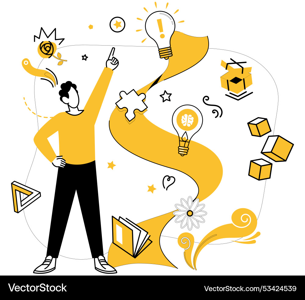 Innovative ideas development is compass guiding Vector Image
