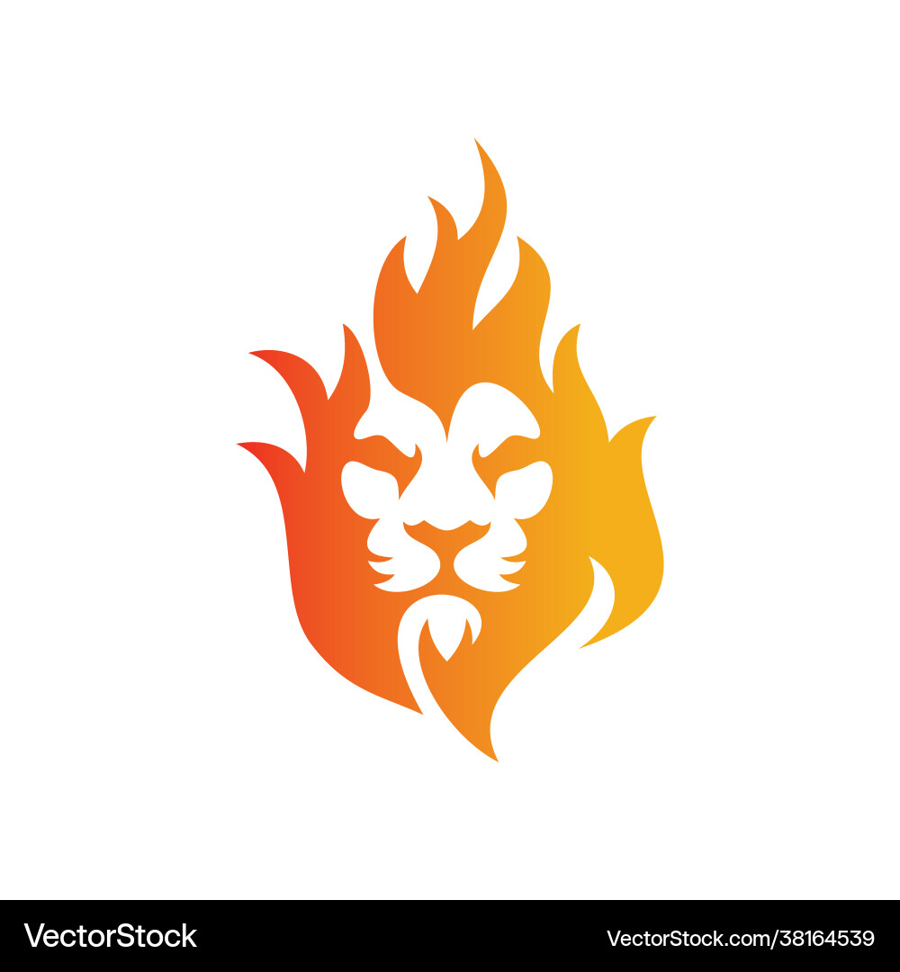 Lion fire gradient color logo design Royalty Free Vector