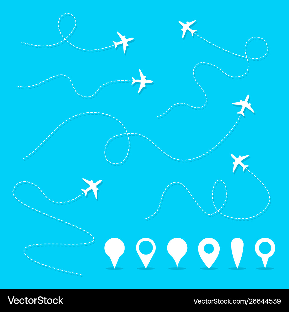 Plane line path airplane directional Royalty Free Vector