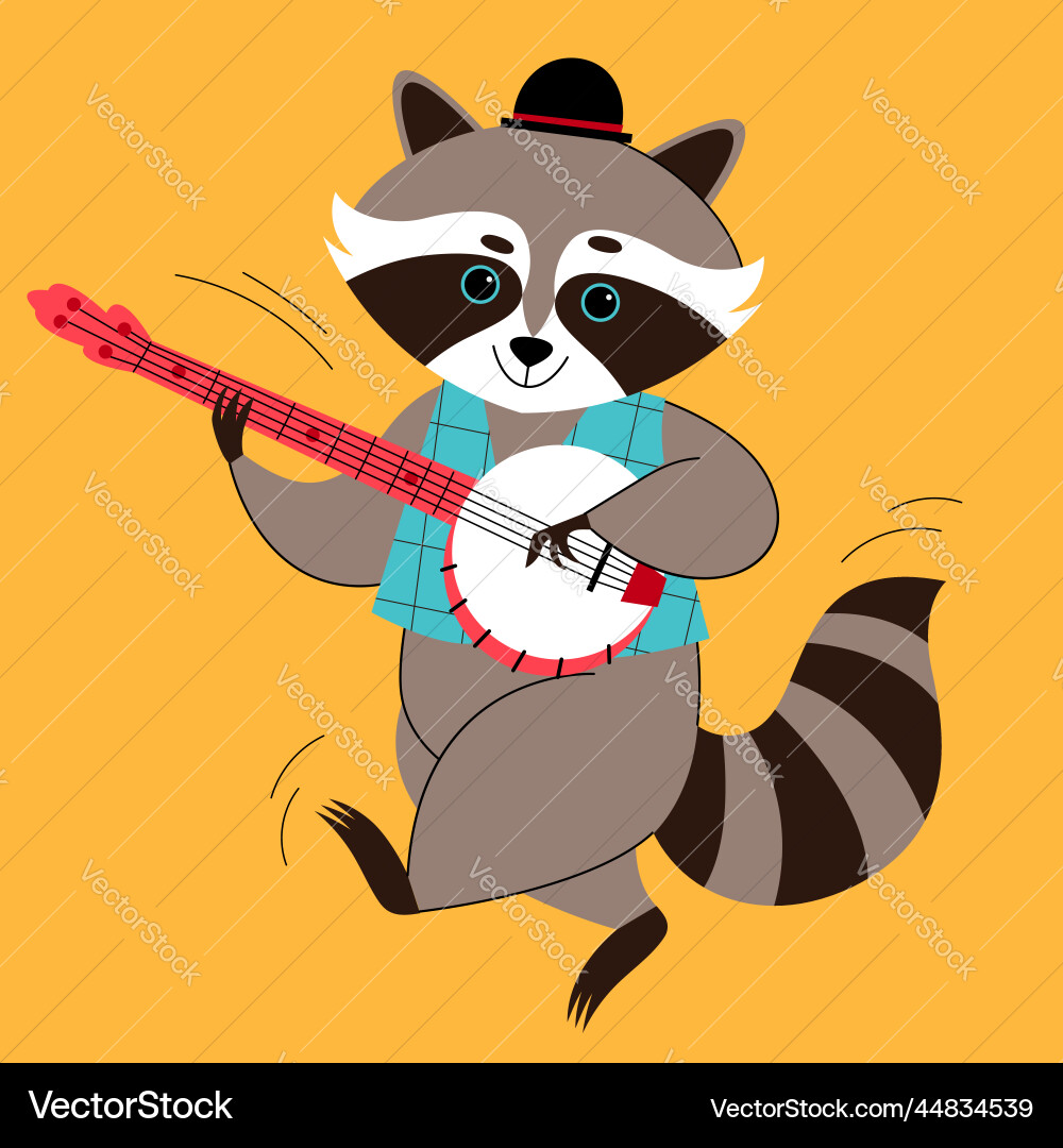 Racoon playing the banjo Royalty Free Vector Image