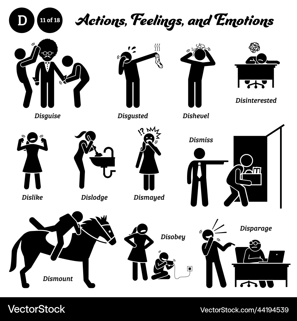 Stick figure human people man action feelings Vector Image