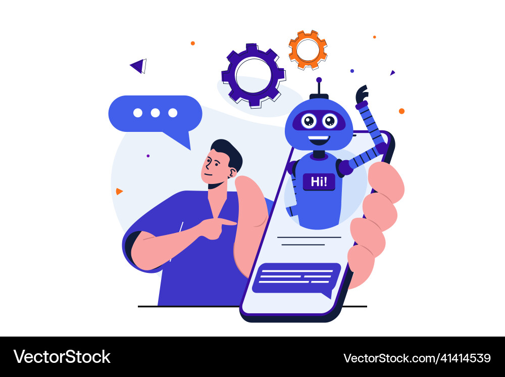 Virtual assistant modern flat concept for web Vector Image