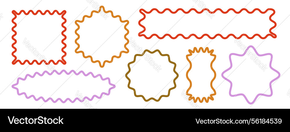 Wavy scalloped decorative frame shapes Royalty Free Vector