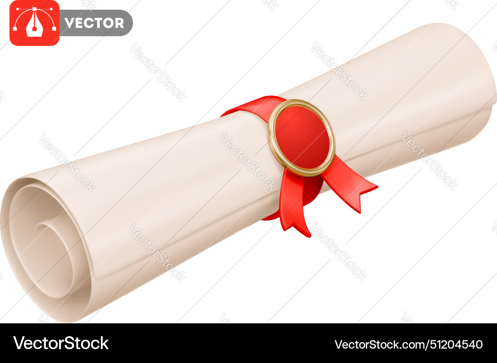 Diploma or graduation degree 3d Royalty Free Vector Image