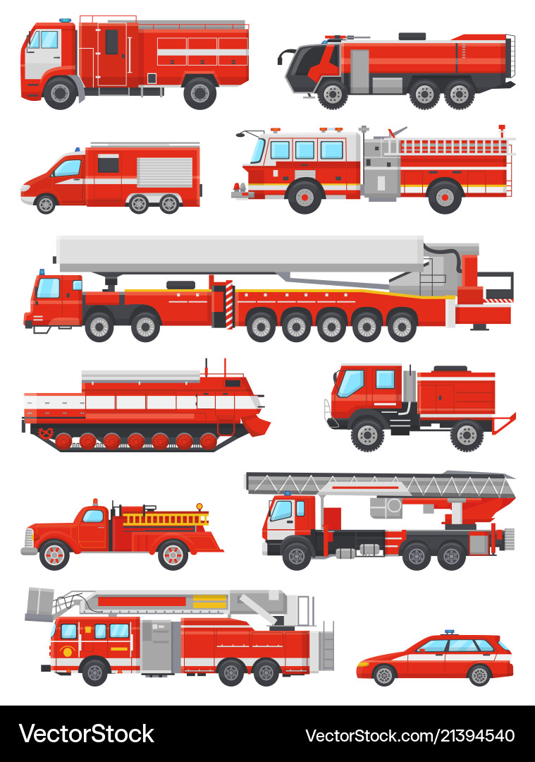Fire engine firefighting emergency vehicle Vector Image