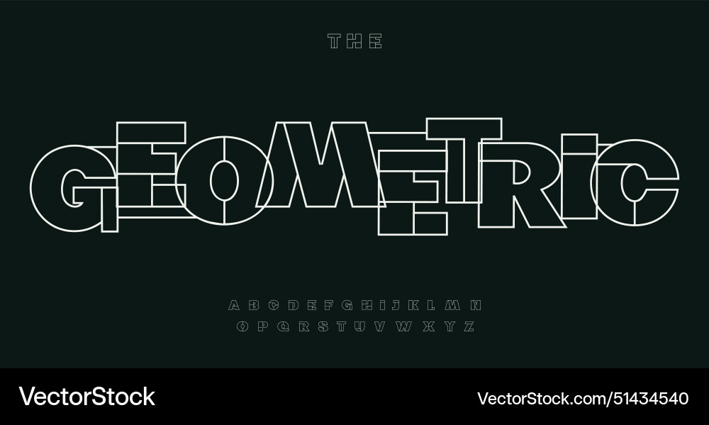 Geometric lines alphabet bold contour letters Vector Image