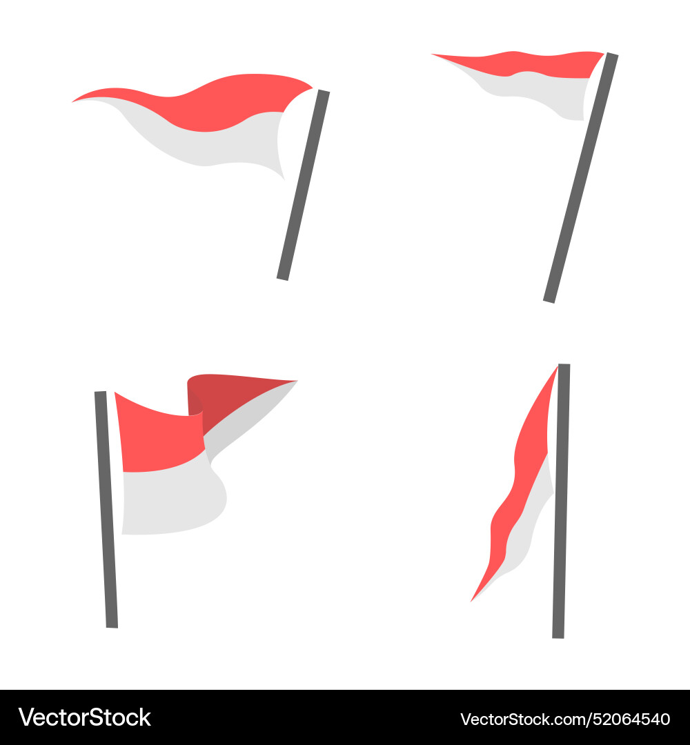 Indonesian red white flag independence Royalty Free Vector