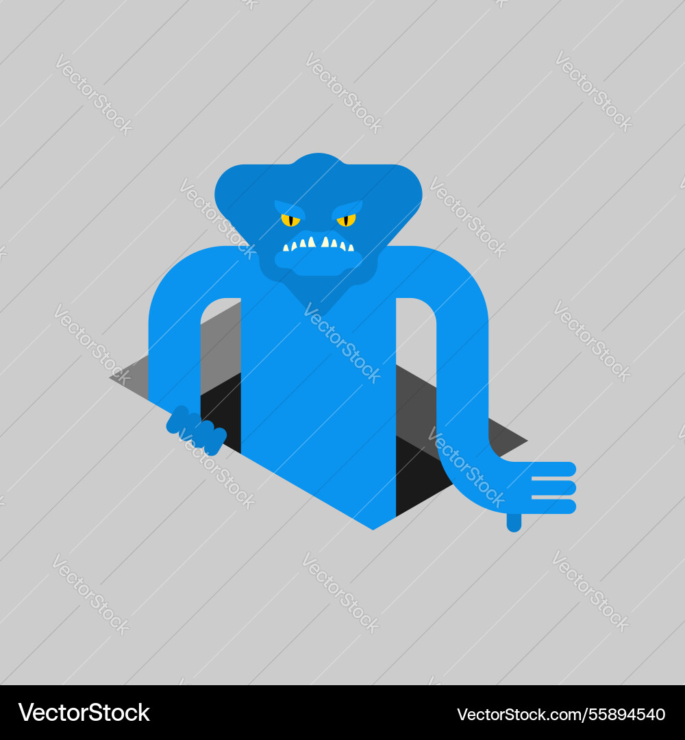 Monster crawls out isolated monstrosity Royalty Free Vector