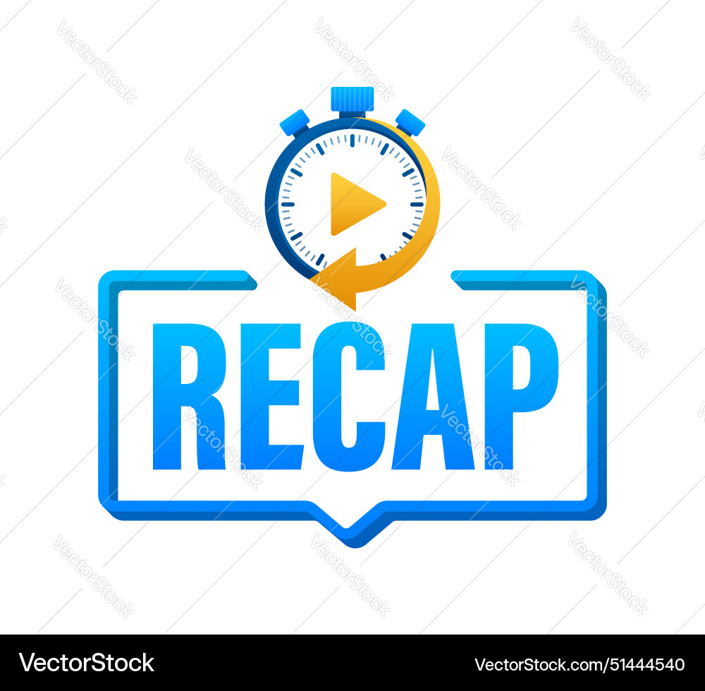 Recap video play button replay watching Royalty Free Vector