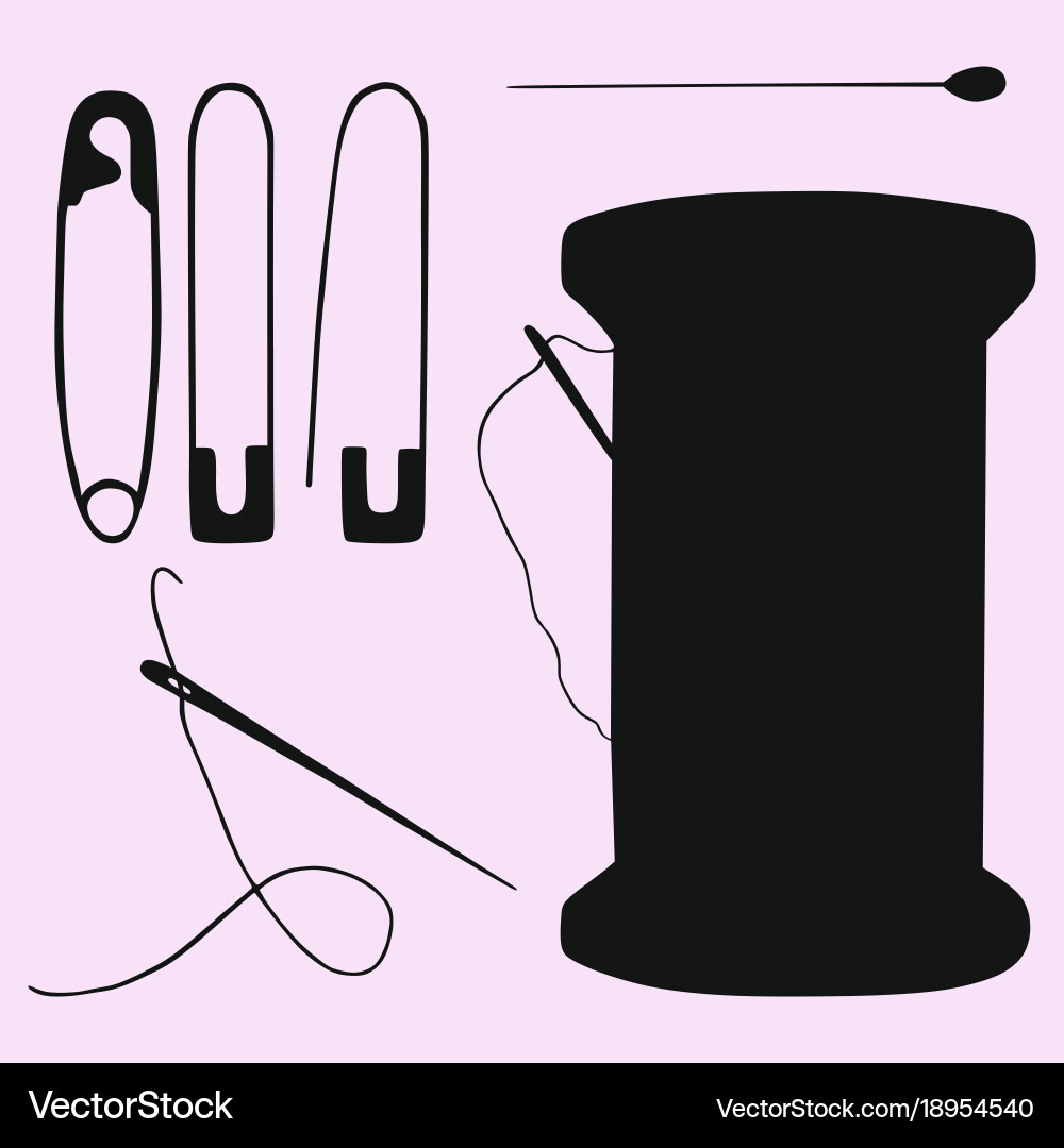 Thread & Needle Silhouette Royalty Free Vector Image