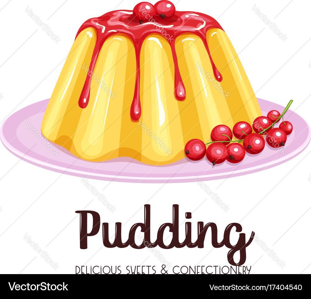 Vanilla pudding with syrup Royalty Free Vector Image