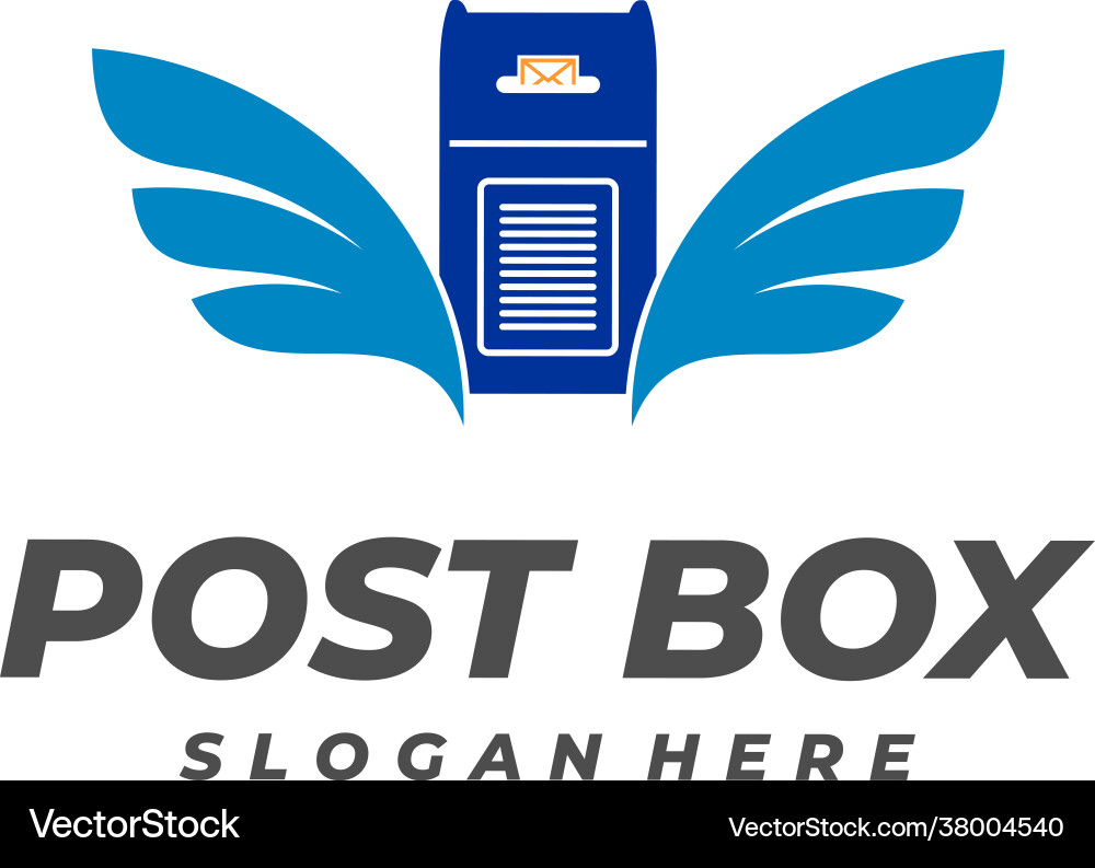 Wing post box logo template creative Royalty Free Vector
