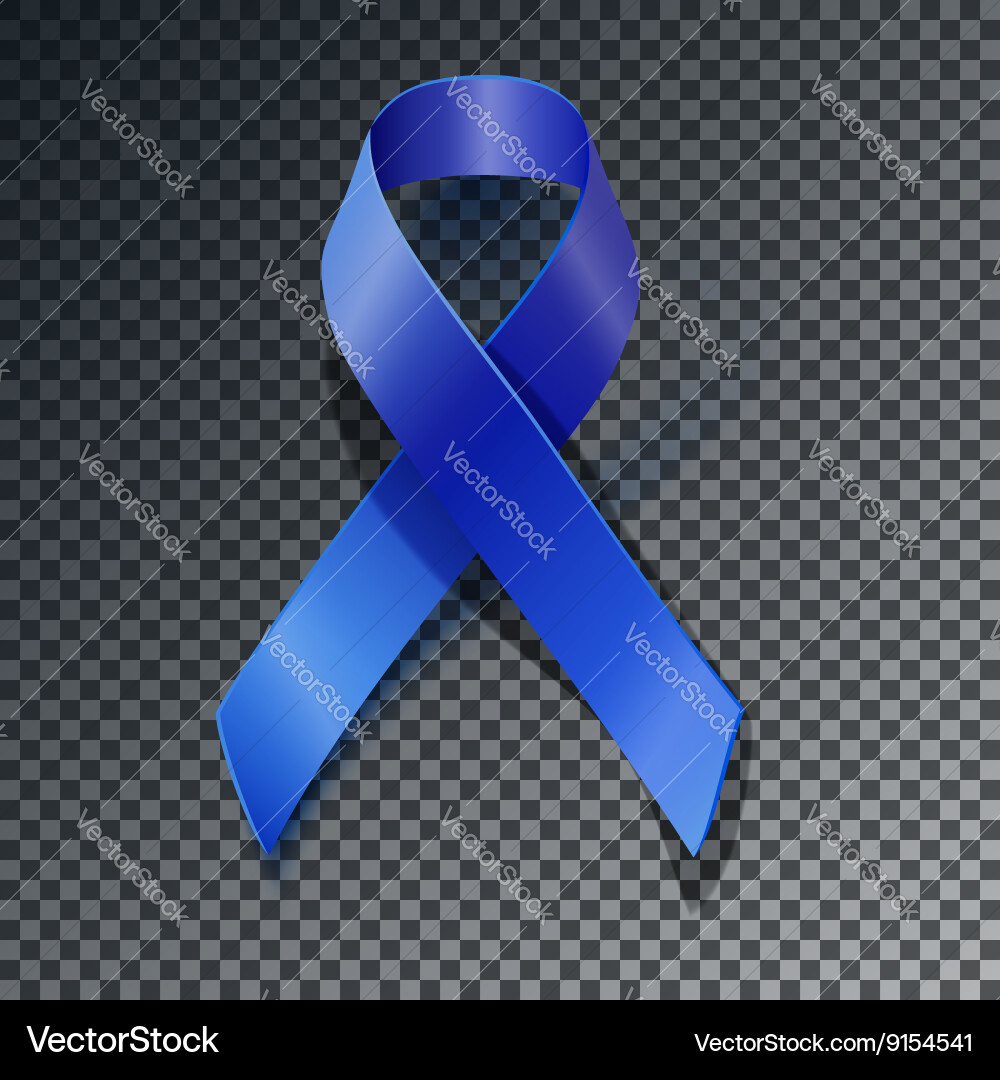 Awareness blue ribbon transparent shadow Vector Image