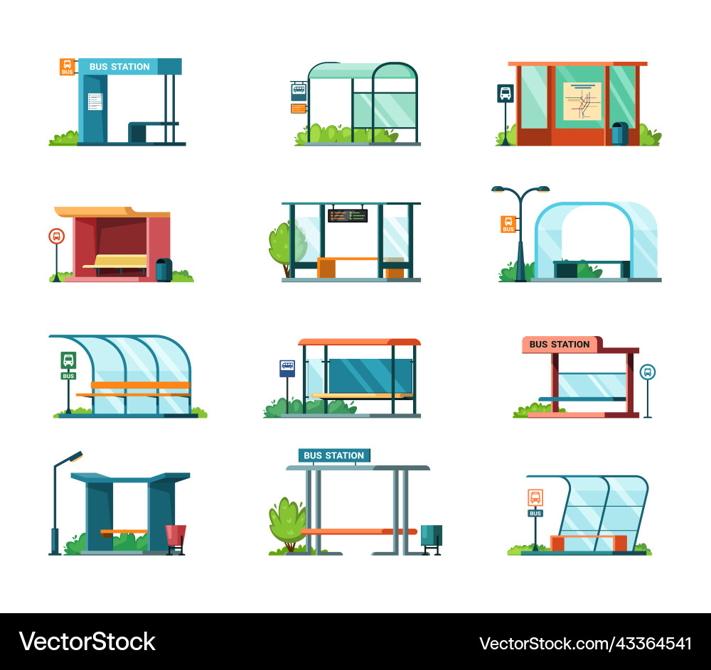 Bus station urban construction architectural Vector Image
