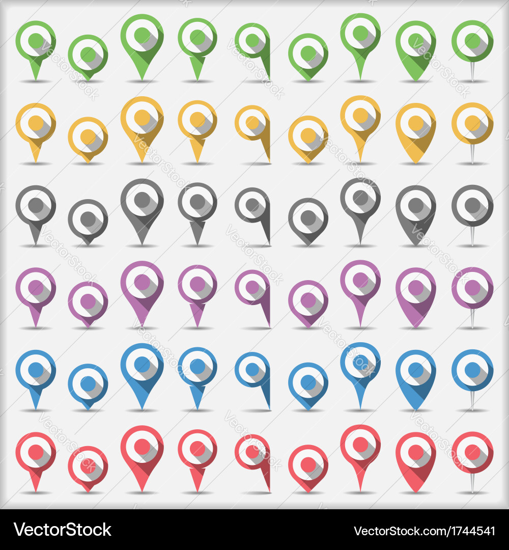 Flat map markers Royalty Free Vector Image - VectorStock