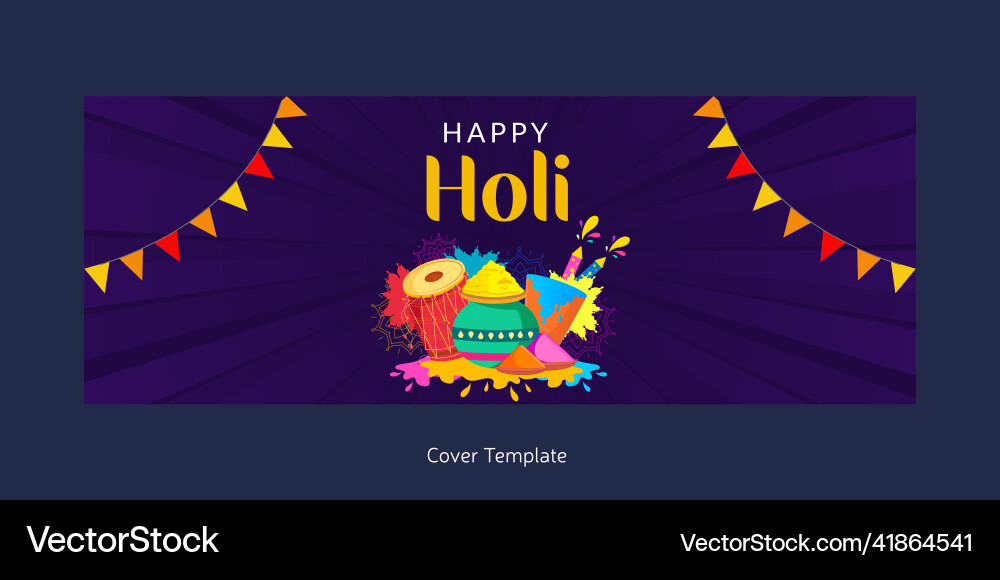 Happy holi cover page design Royalty Free Vector Image