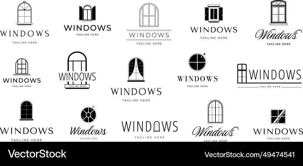 Minimalist window emblems casement frame Vector Image