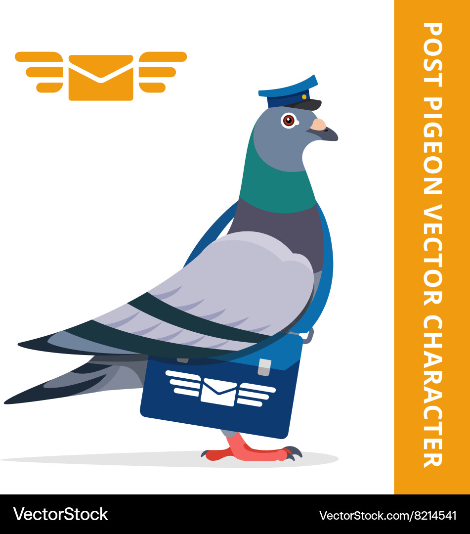 Pigeon postman character Royalty Free Vector Image