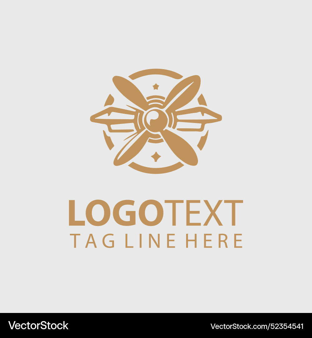Propeller airplane logo Royalty Free Vector Image