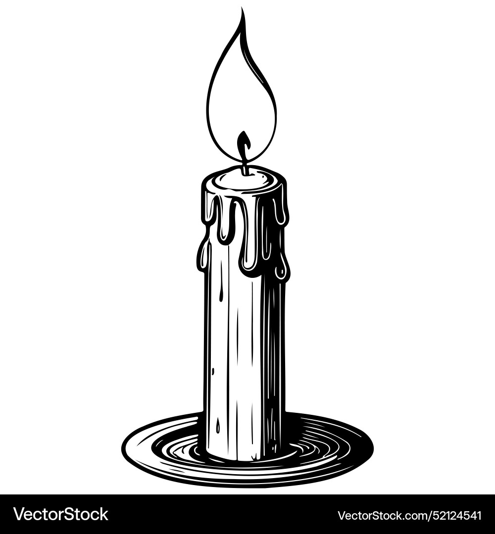 Realistic candle hand drawn line transparent Vector Image