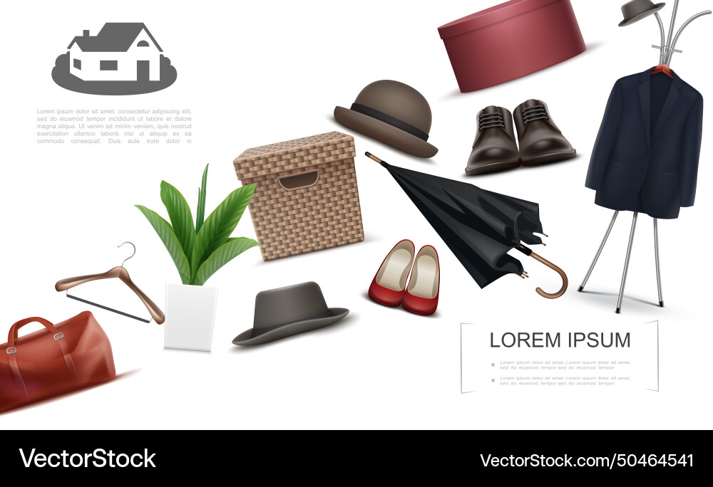 Realistic wardrobe elements collection Royalty Free Vector