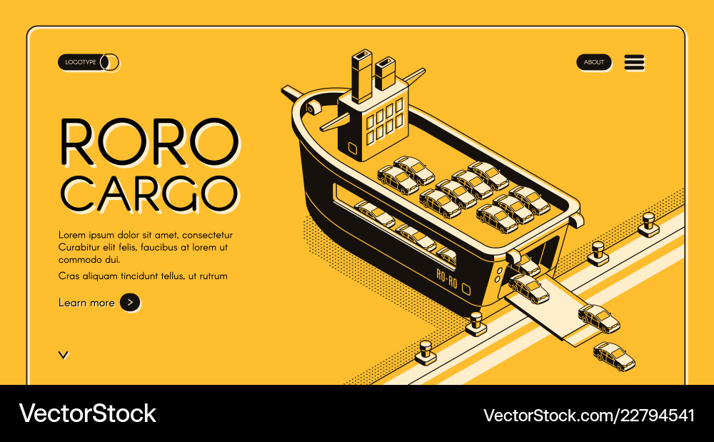 Ro-ro cargo ship website isometric template Vector Image