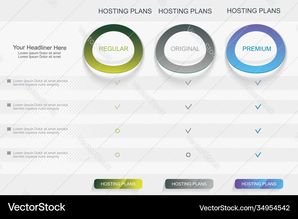 3 payment plans for online services pricing table Vector Image