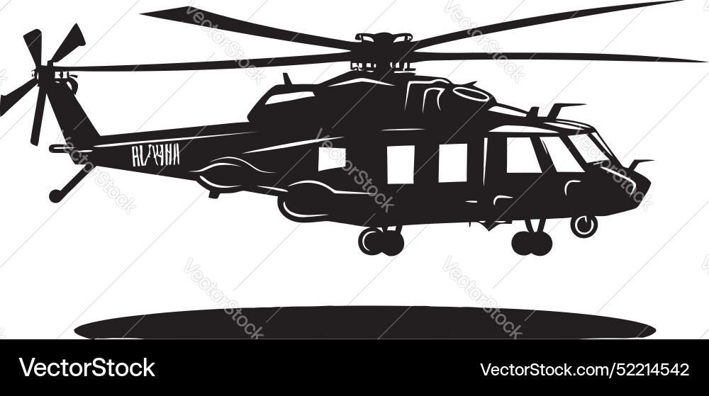 Aerial precision emblematic black helicopter Vector Image