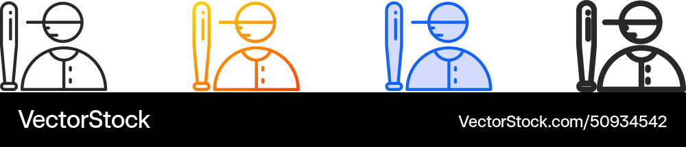 Batter iconthin linear gradient blue stroke Vector Image