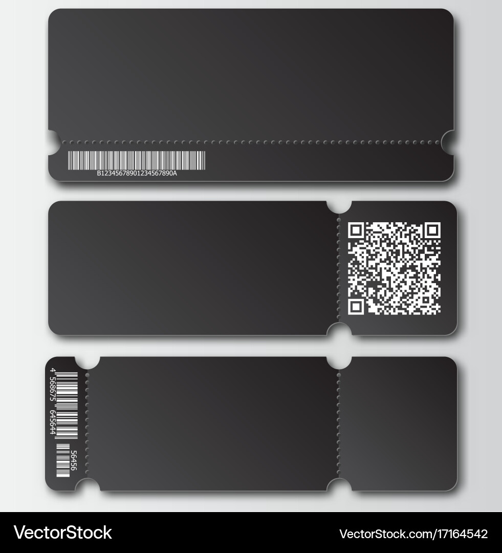 Black ticket template with tear-off element Vector Image