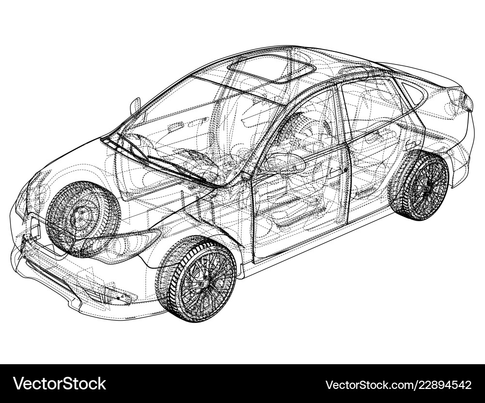 Concept car rendering of 3d Royalty Free Vector Image