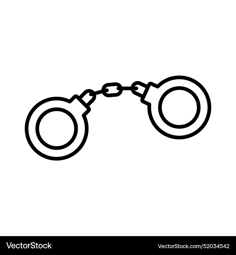Handcuffs linear logo mark in black and white Vector Image