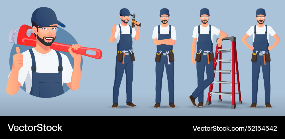 Handyman maintenance engineer character Royalty Free Vector