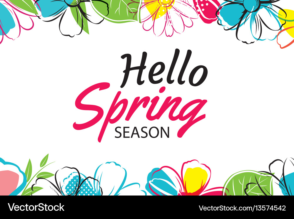 Hello spring banner template with colorful Vector Image