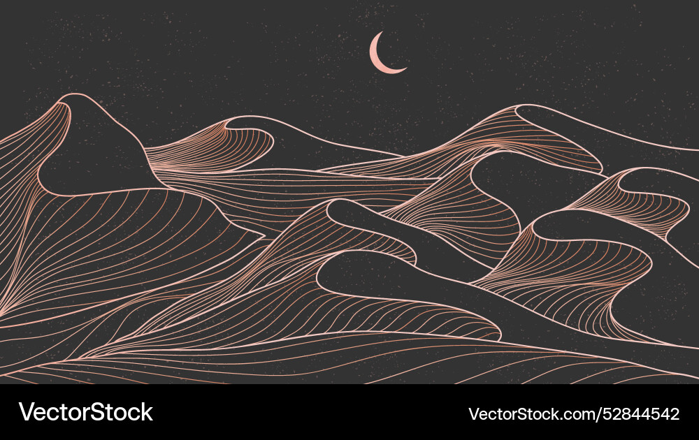 Mountain desert line art print abstract Royalty Free Vector